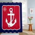 Anchor Shower Curtain with Hooks, Compass Nautical Navy Blue Red Water ...