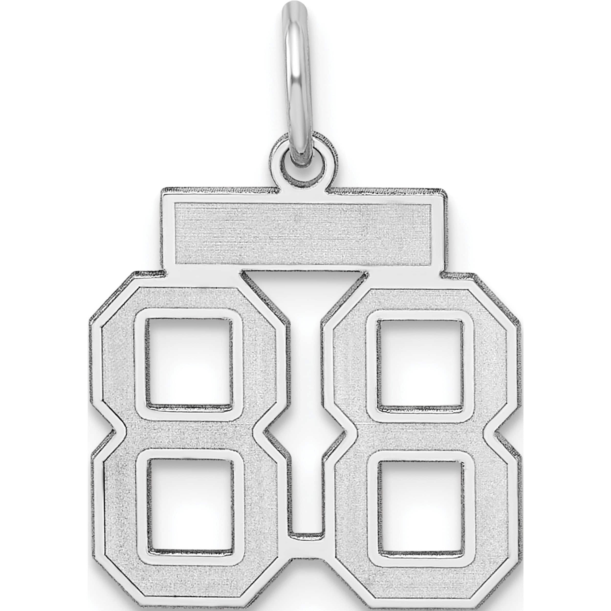 Sterling Silver Silver/Rhodium-Plated Satin Number 88 Charm (19 X 14 ...