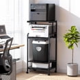 4 Tier Stand with Storage Shelf, Tall Mobile Printer Table for Home ...