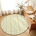 Beige Grid Gingham 5' Round Rug for Dining Table for 4 People Under ...