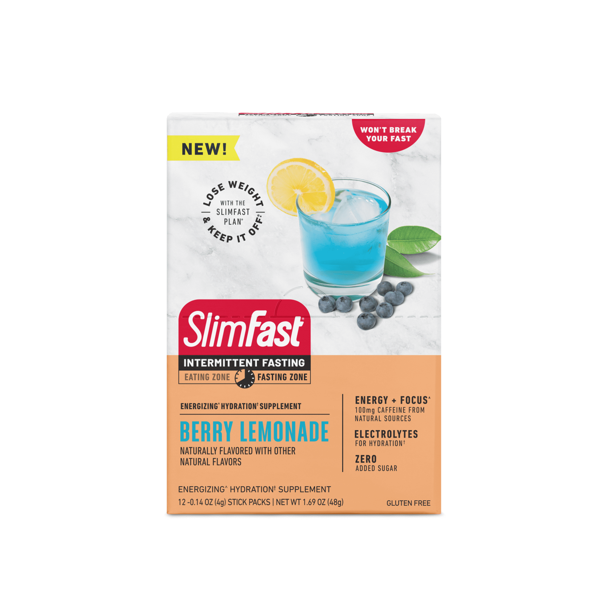 SlimFast, Intermittent Fasting Energizing Hydration Drink Mix, Berry ...