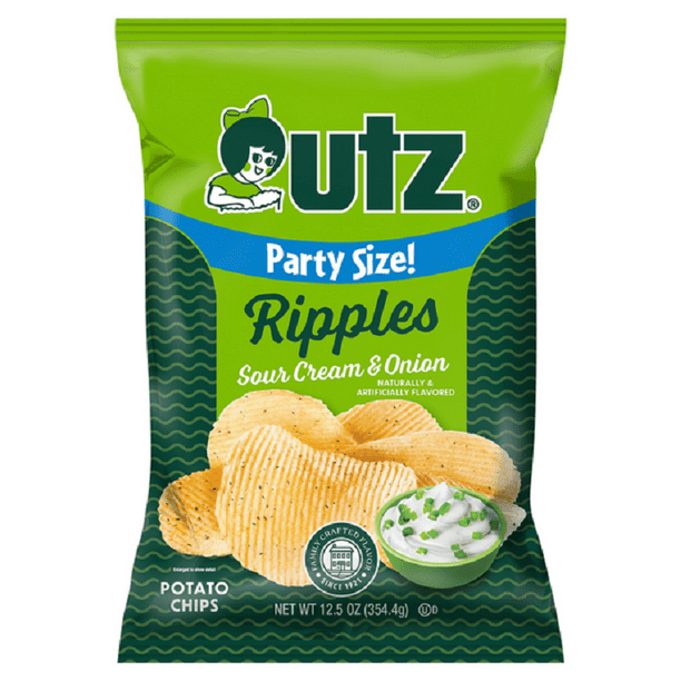 Utz Ripples Sour Cream & Onion Potato Chips, 4-Pack 12.5 oz. Party Size ...