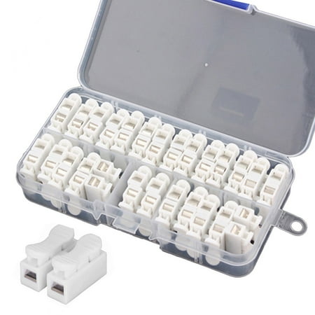 MYG 100pcs 10A 220V 2 Pin Push Quick Wire Cable Connector White Wiring ...