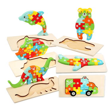 "Hands On" Animal & Vehicle Puzzles kids ages 3-5yo. 6-pack Dinosaur ...