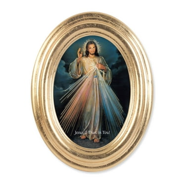 5-1/2" x 7" Oval Gold Leaf Frame with a Sacred Heart of Jesus Print ...
