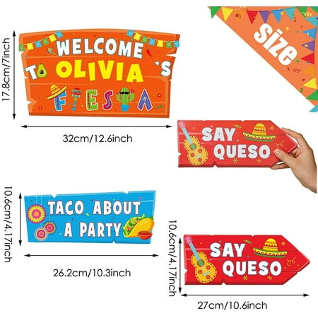 20 Pieces Mexican Fiesta Party Signs Fiesta Taco Bar Directional Signs ...