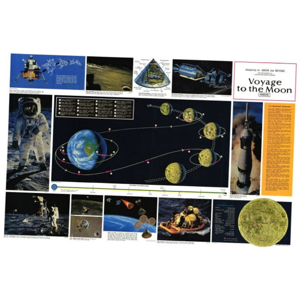 Voyage To The Moon Art Poster Chart Nasa Space 16in x 24in Poster ...