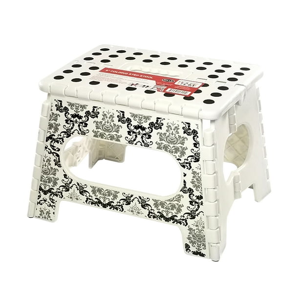 House 2 Home 9" Plastic Folding Step Stool with Decorated Panels ...