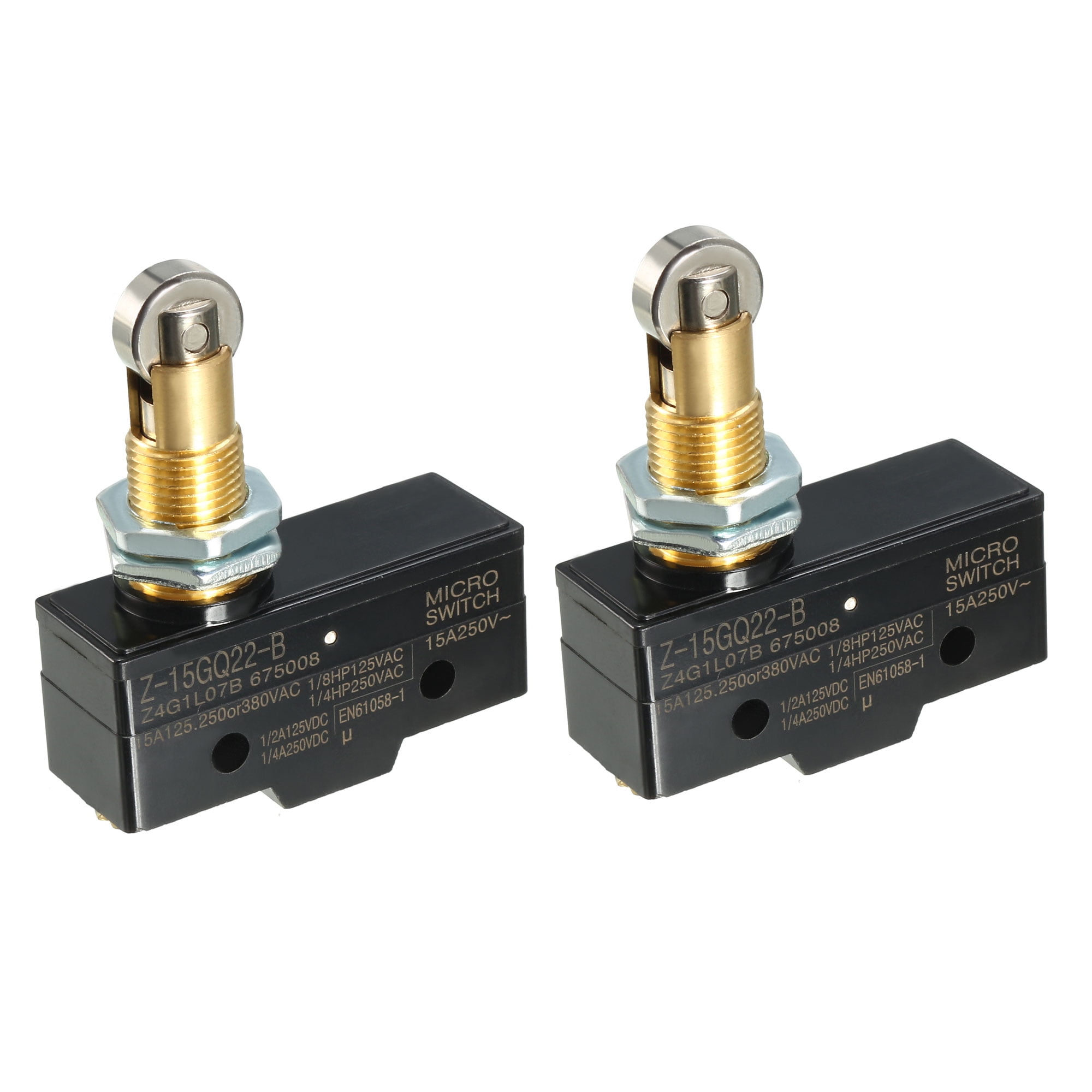 2PCS Z-15GQ22-B 1NO + 1NC Panel Mount Roller Plunger Micro Switches ...