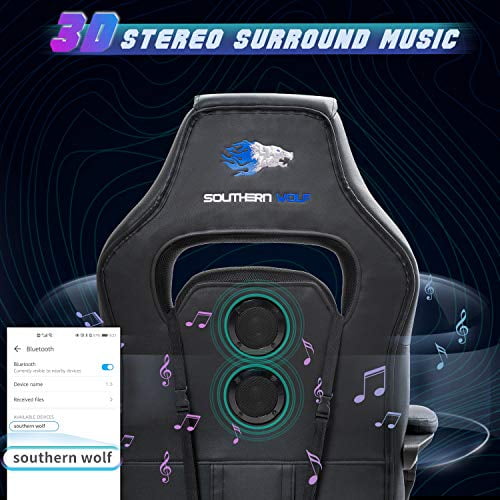 SOUTHERN WOLF Video Game Chair PU Leather Gaming Chair with Bluetooth ...