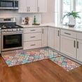 Boho Floral Kitchen Rug Mat Set of 2, Non-Slip, Skid Long Carpet ...