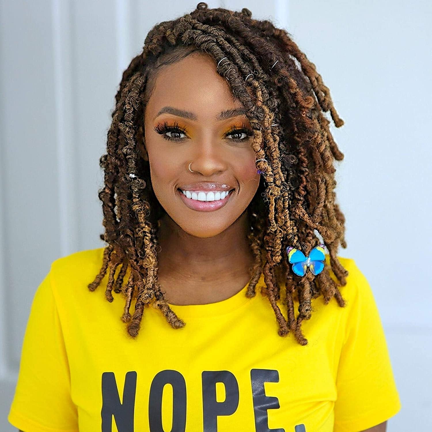 Butterfly Locs Crochet Hair 12 inch 6Packs Short Distressed Locs ...