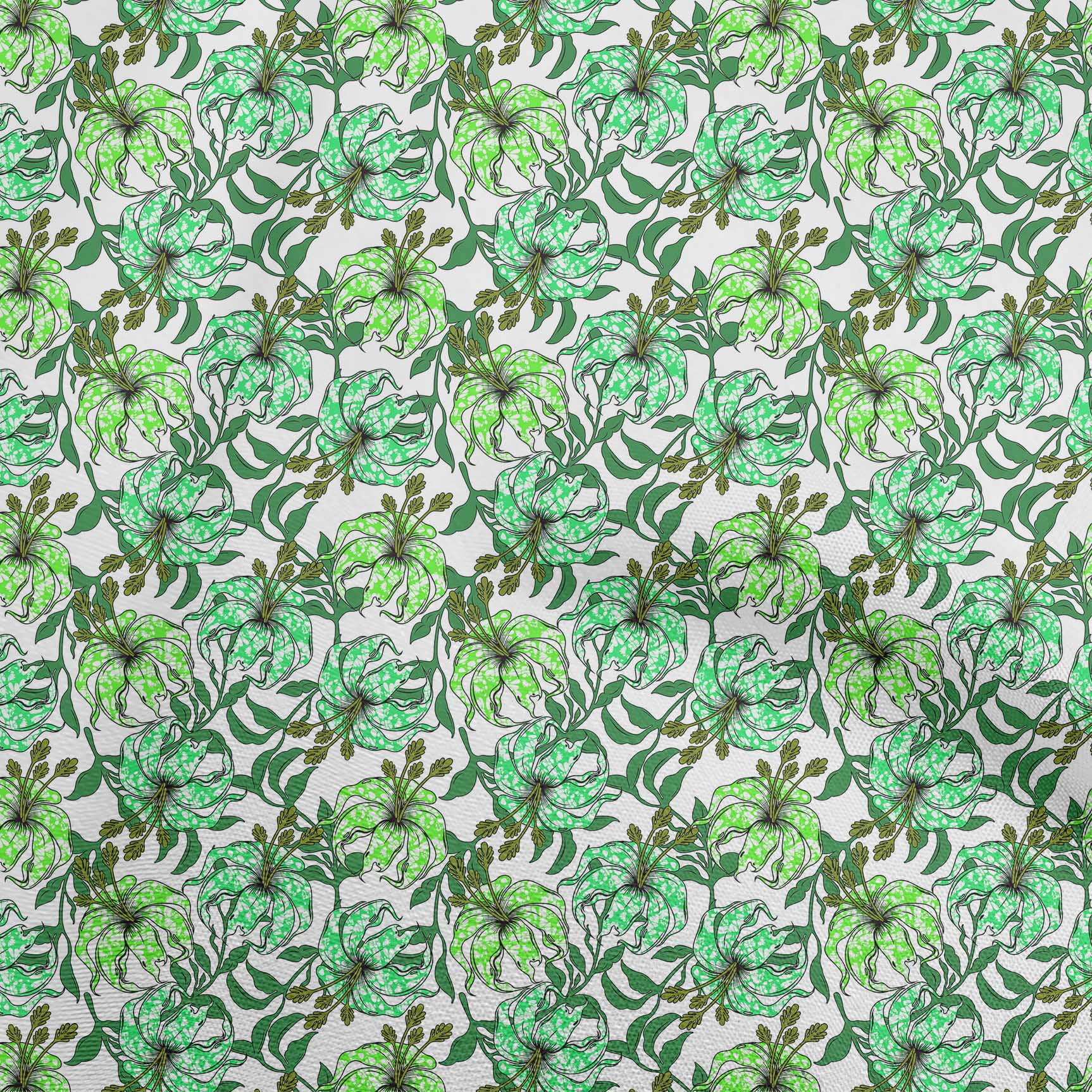 oneOone Viscose Chiffon Green Fabric Tropical Floral Fabric For Sewing ...