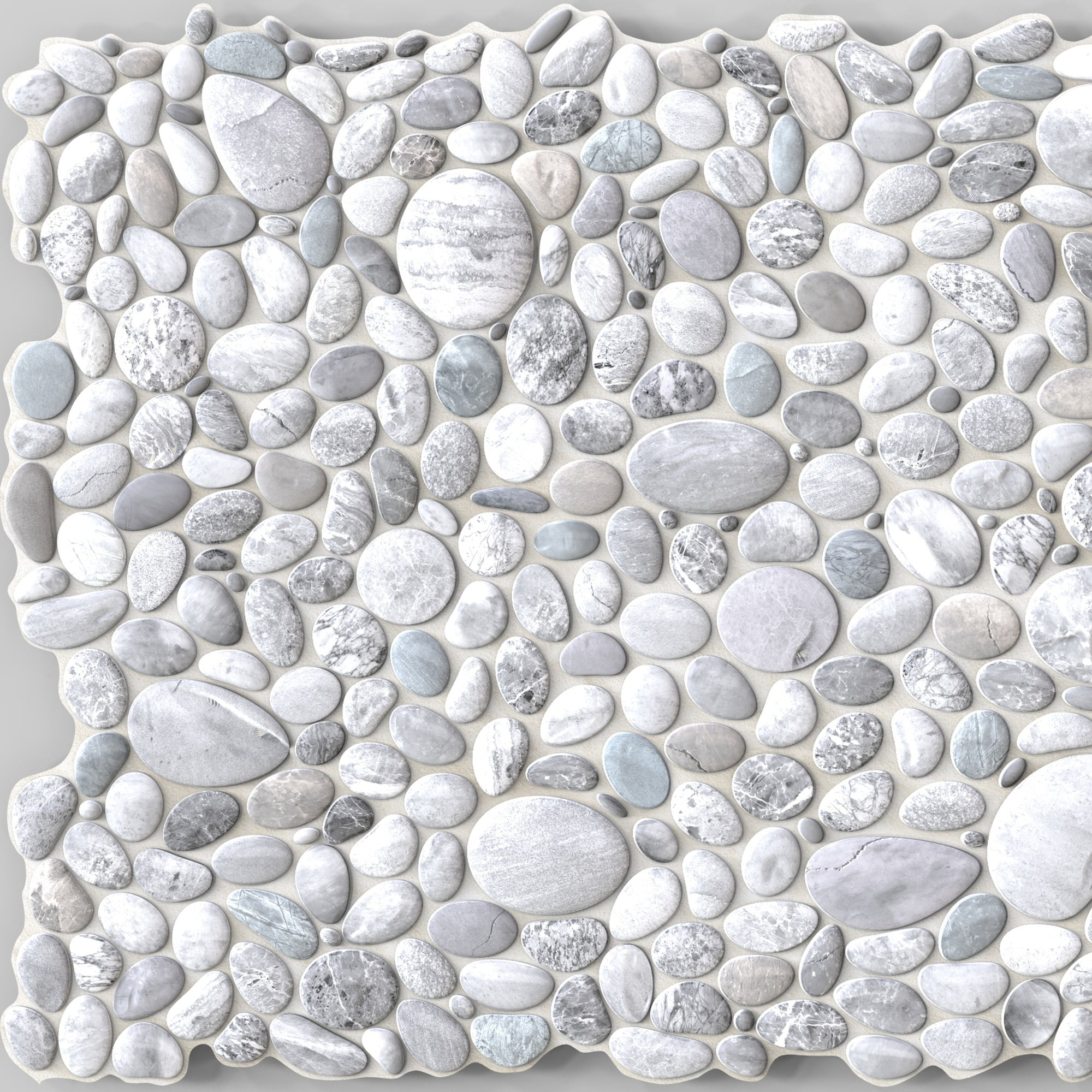 Dundee Deco's White Grey Faux Pebbles PVC 3D Wall Panel, 3.2 ft X 2.1 ...