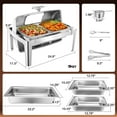 WARMOUNTS 9QT Stainless Steel Chafing Dish Set, Rectangular Roll Top ...