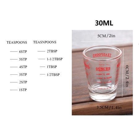 Thickened Graduated Glass Oz Ounce Cup Measuring Cup Shot Glasses ...