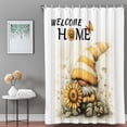 Bathroom Shower Curtain Watercolor Yellow Dwarf Sunflower Bee ...