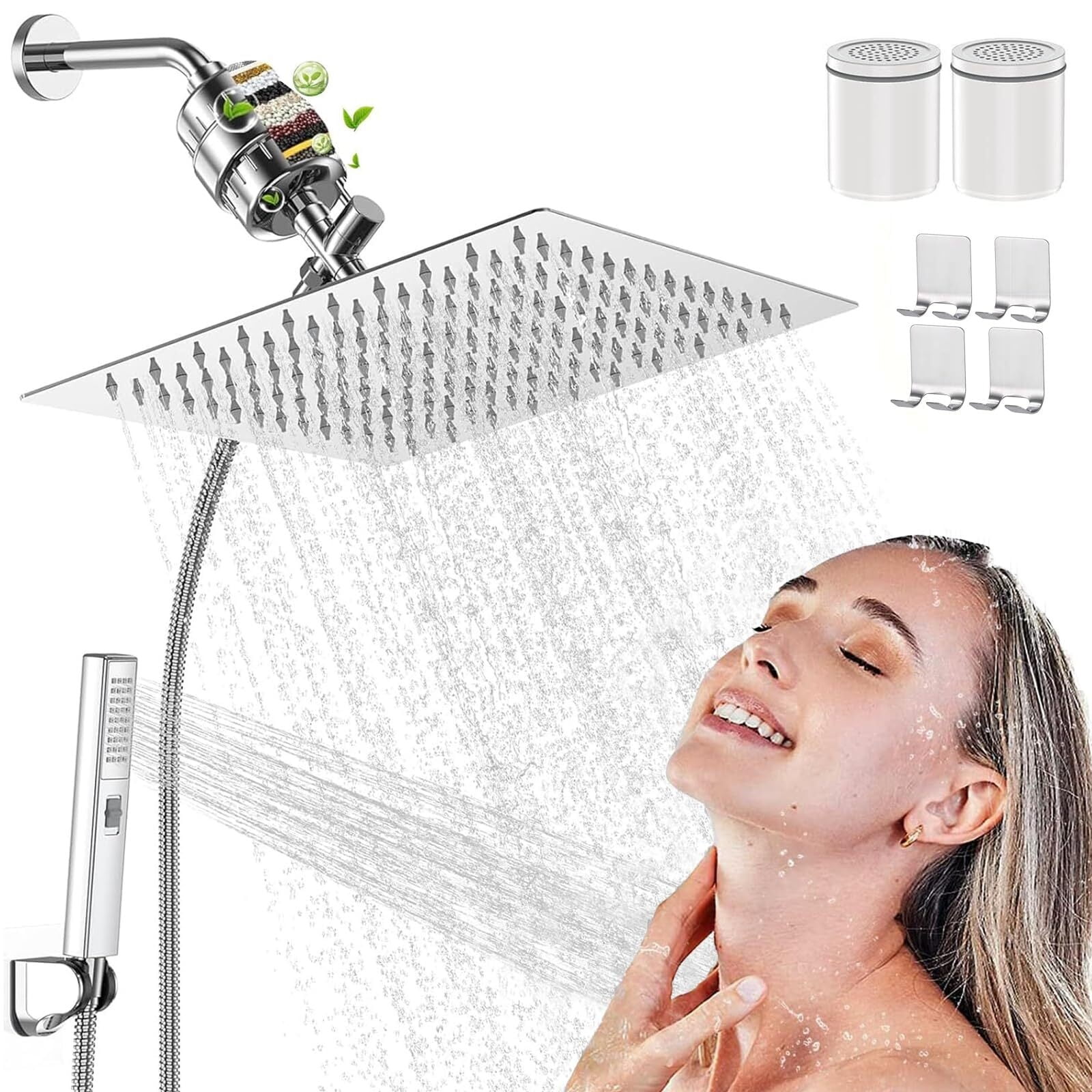 Regadera con filtro para ducha, 10" Cabeza de Regaderas para baño con ...