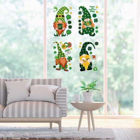9 Sheets Window Cling Decoration Clover Window Stickers Green Clover ...