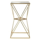 DecMode 16" x 28" Gold Metal Accent Table with Mirrored Glass Top, 1 ...