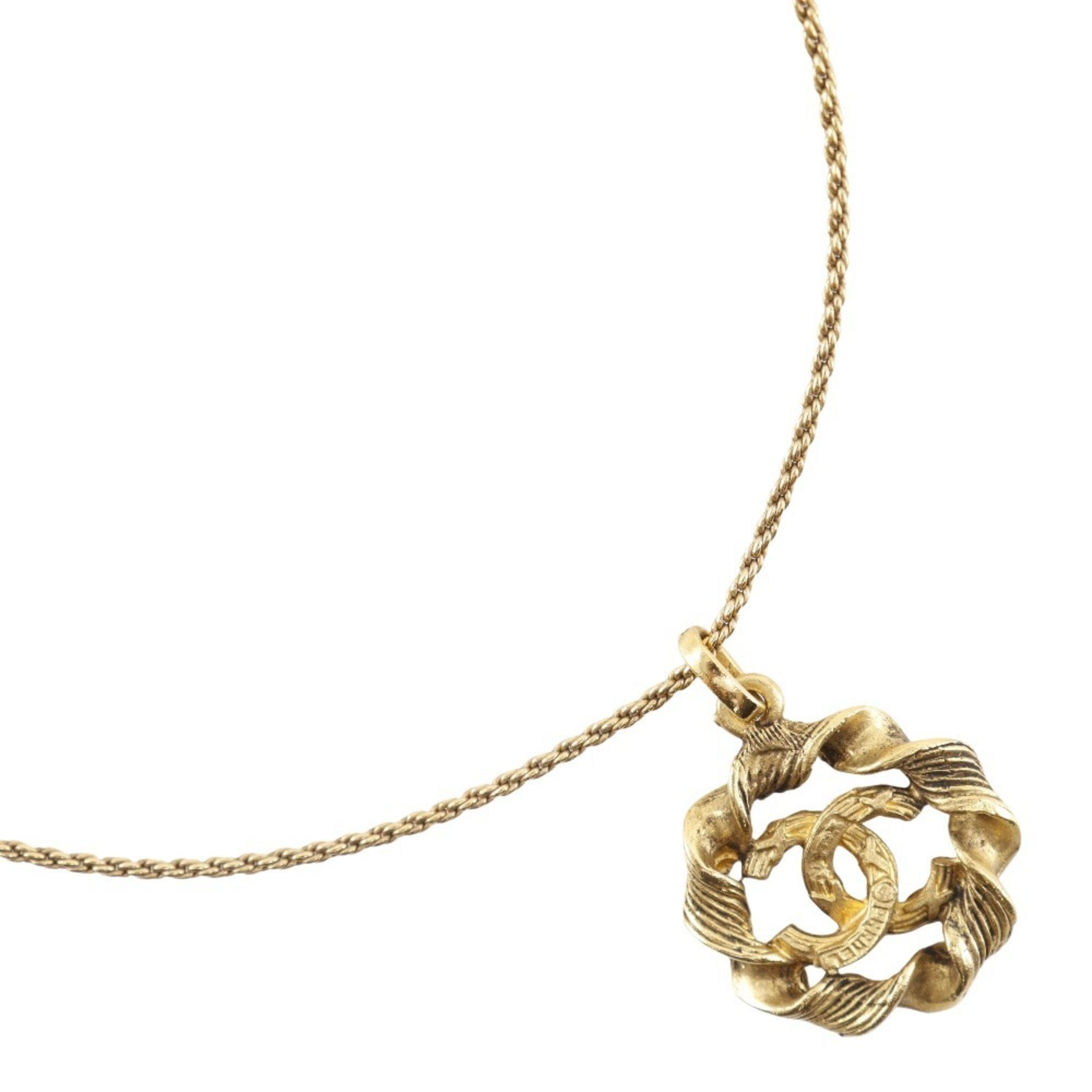 Pre-Owned Chanel CHANEL Coco Mark Necklace Gold Plated Approx. 7.5g ...