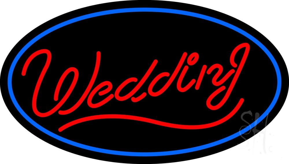 Oval Wedding Cursive LED Neon Sign 20" Tall x 37" Wide - inches, Black ...