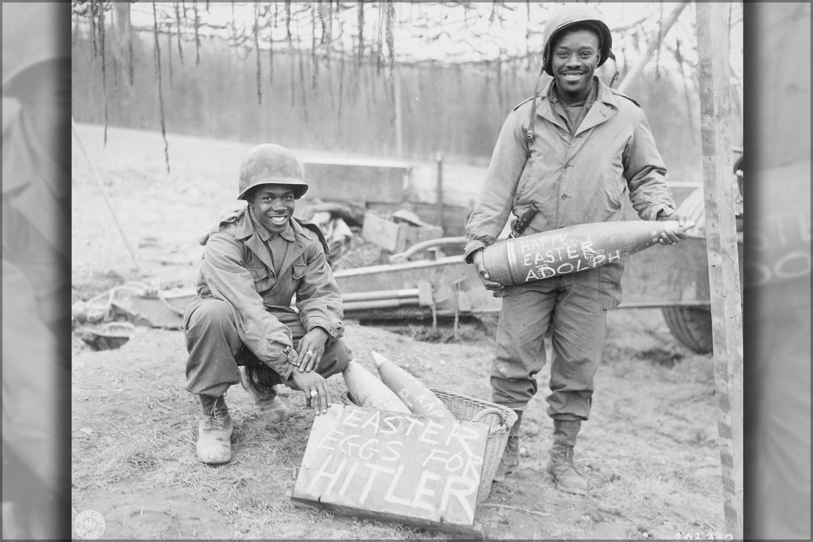 24"x36" Gallery Poster, black soldiers prepare easter eggs for adolf ...