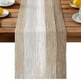 Brown Gray Dining Table Runner, White Gradient Rustic Striped ...