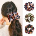 2026 New Vintage Print Large Fabric Scrunchie for Women, Hair Tie ...