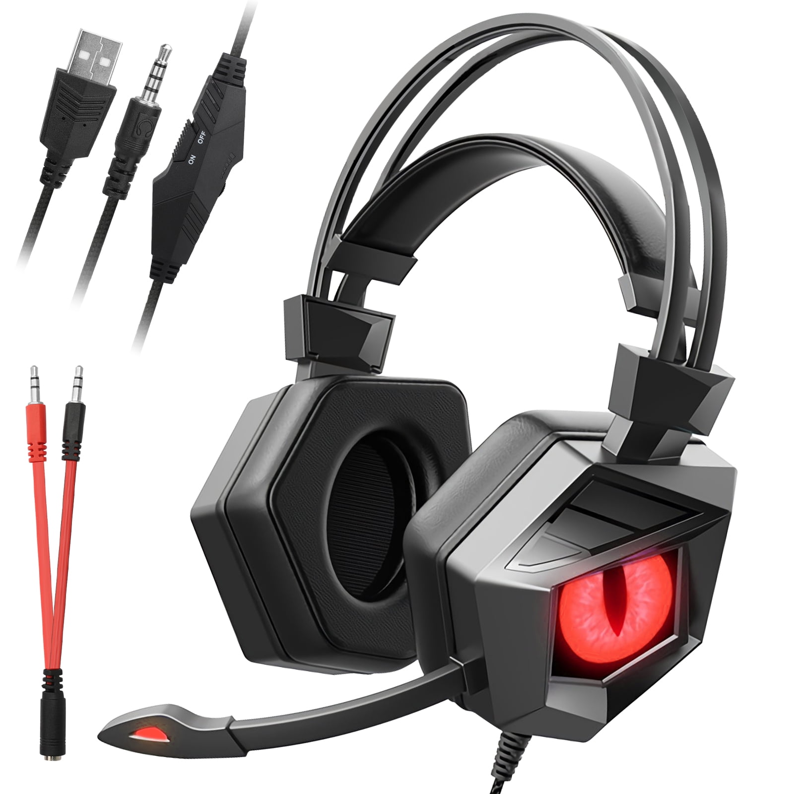 TSV Wired Cow Ear Gaming Headset for PC, PS4, Xbox One, Over-Ear Stereo ...