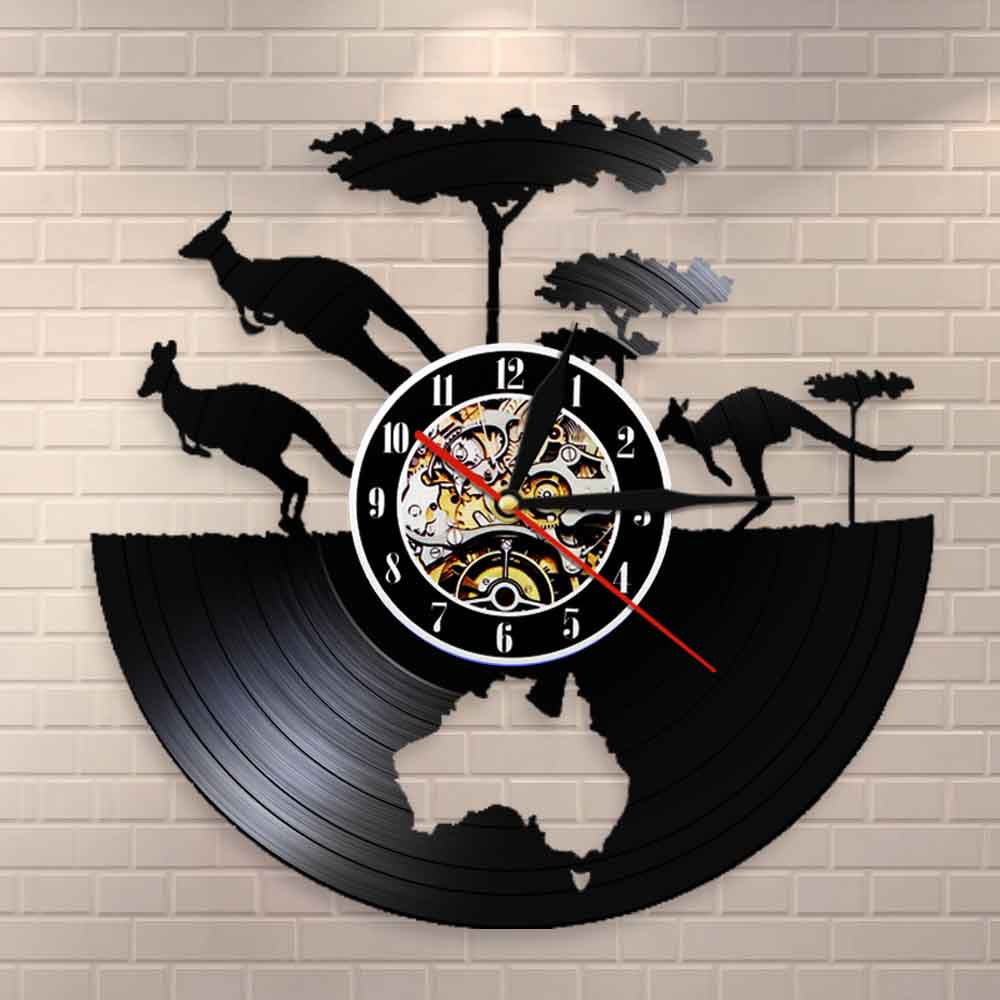 Australia Kangaroo Clock Australian Continent Map Vinyl Record Wall ...