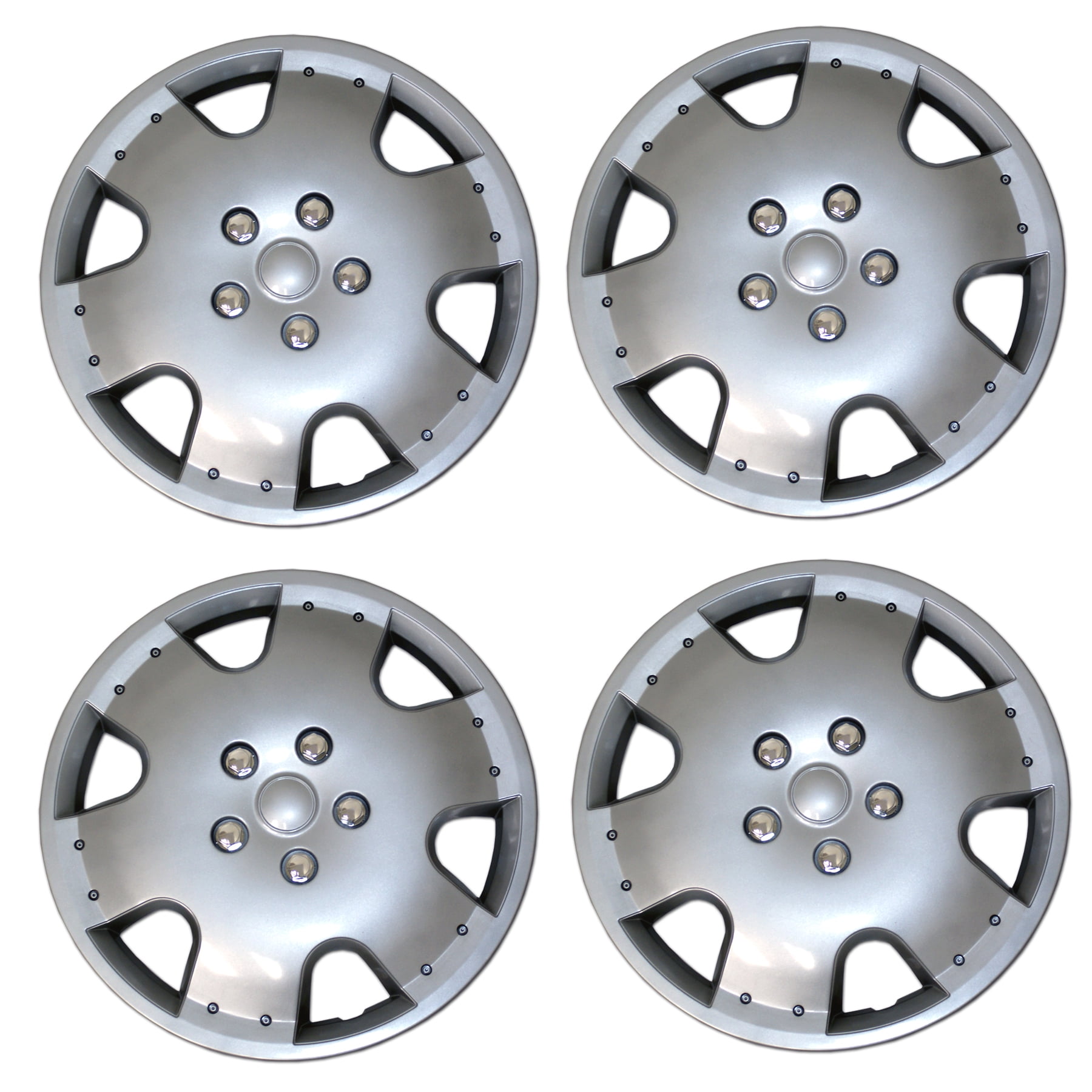 TuningPros WSC3-720S16 Set of 4 Metallic Silver Hubcaps 16" - Hub Caps ...