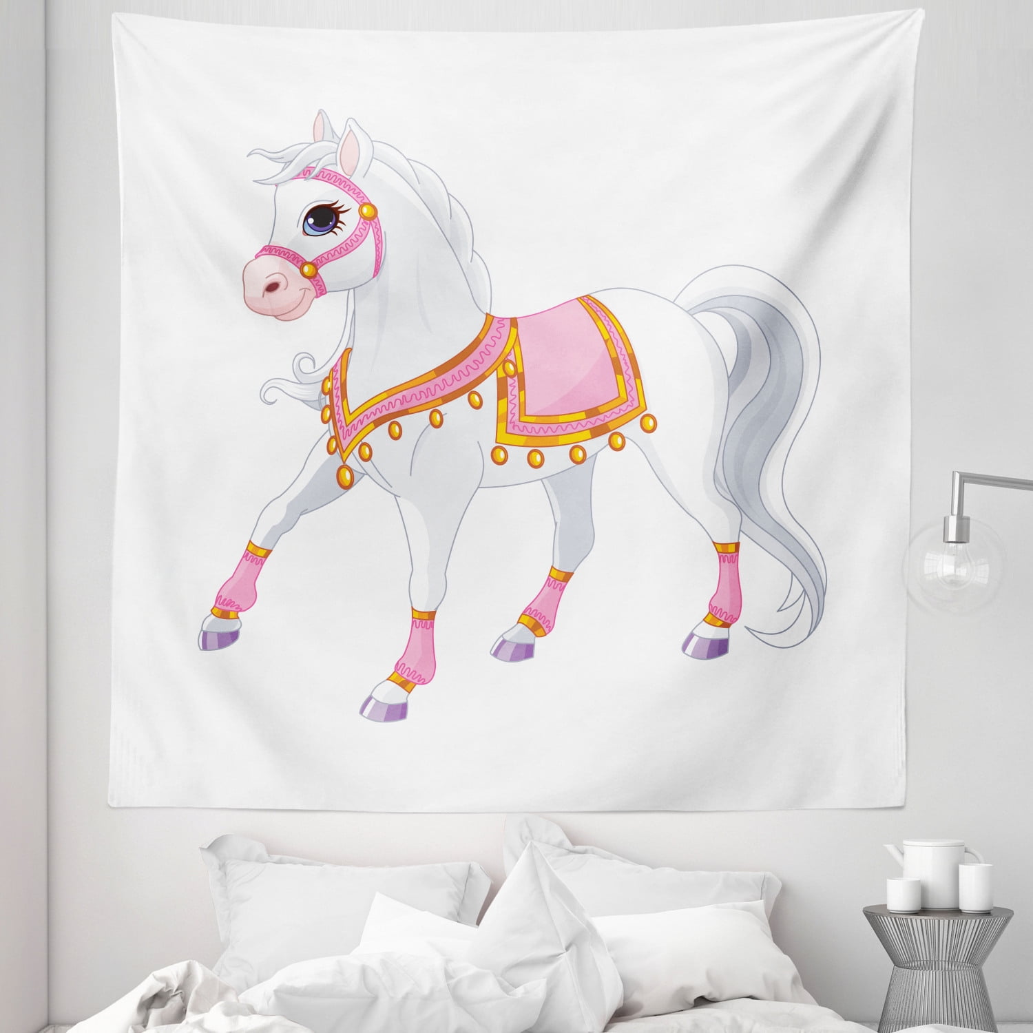 Pony Tapestry, Cartoon Graphic of a Royal Horse Cartoon Animal Tale ...