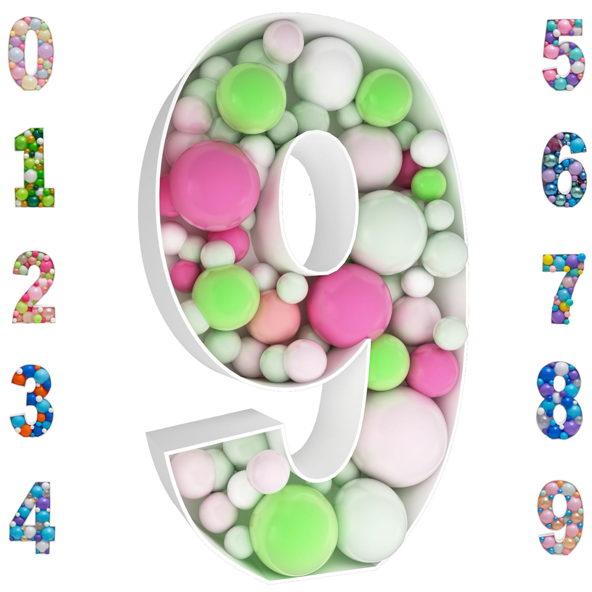 3FT Mosaic Balloon Frame Large Marquee Numbers 9, Balloon Mosaic Number ...