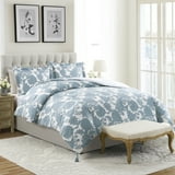 My Texas House Veronica 3-Piece Blue Floral Cotton Slub Comforter Set ...