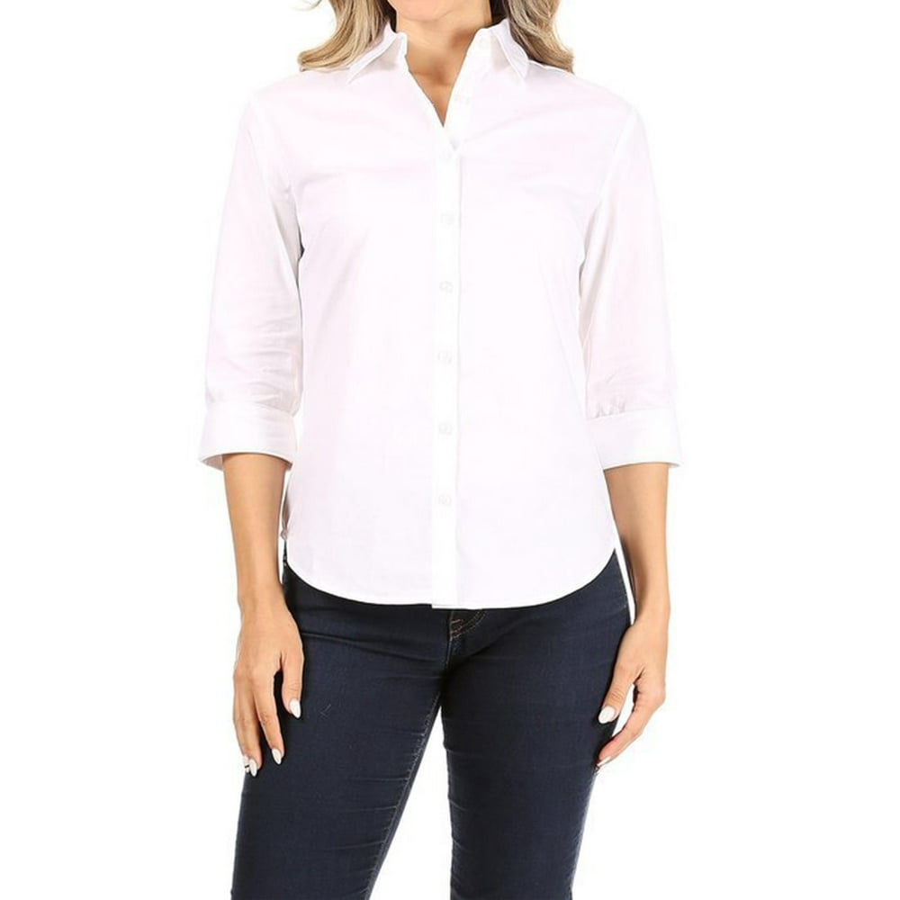 Moa Collection - MOA Collection Women's Casual Stretch Button Down 3/4 ... Moa Collection - MOA Collection Women's Casual Stretch Button Down 3/4 ...