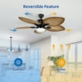 Dextrus 52-inch Tropical Ceiling Fan, Light Brown, LED Light and Remote ...