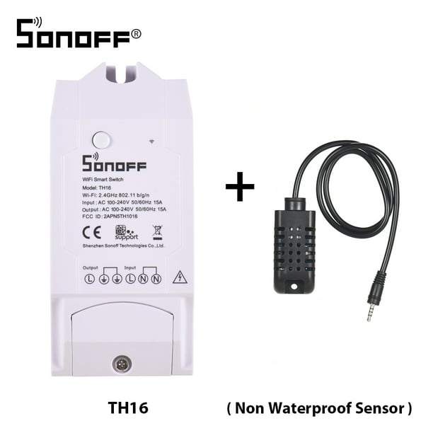 Interruptor inteligente inalámbrico WiFi SONOFF TH16 que monitorea la temperatura y la humedad ...