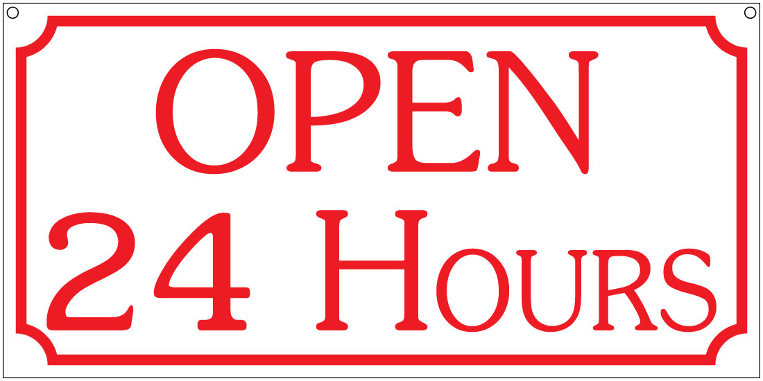 Open 24 Hours- 6x12 Aluminum Food Drink Motel Motel Factory Retail sign ...
