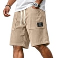 Dwellite Mens Corduroy Shorts Casual Lightweight Shorts Elastic Waist ...