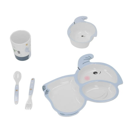 Kids Plate Set, Machine Washable Toddler Dinnerware 5 Piece Melamine ...