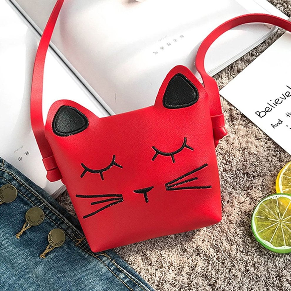 New Cute Cat Face Baby Girls Mini Bag PU Leather Crossbody Bag Shoulder ...