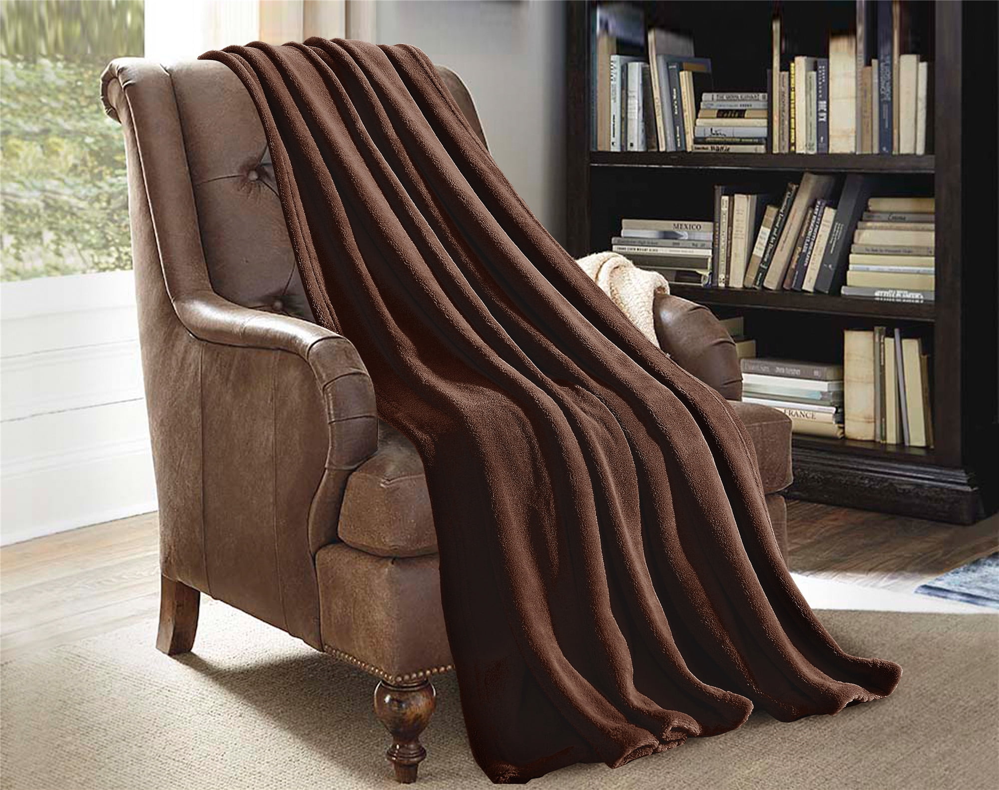 Soft Flannel Fleece Throw Blanket, 50" x 60", Brown, 1 Piece - Walmart.com