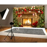 5 x 3 ft Merry Christmas Fireplace Theme Backdrop Merry Christmas Eve for Photography Backdrops ...