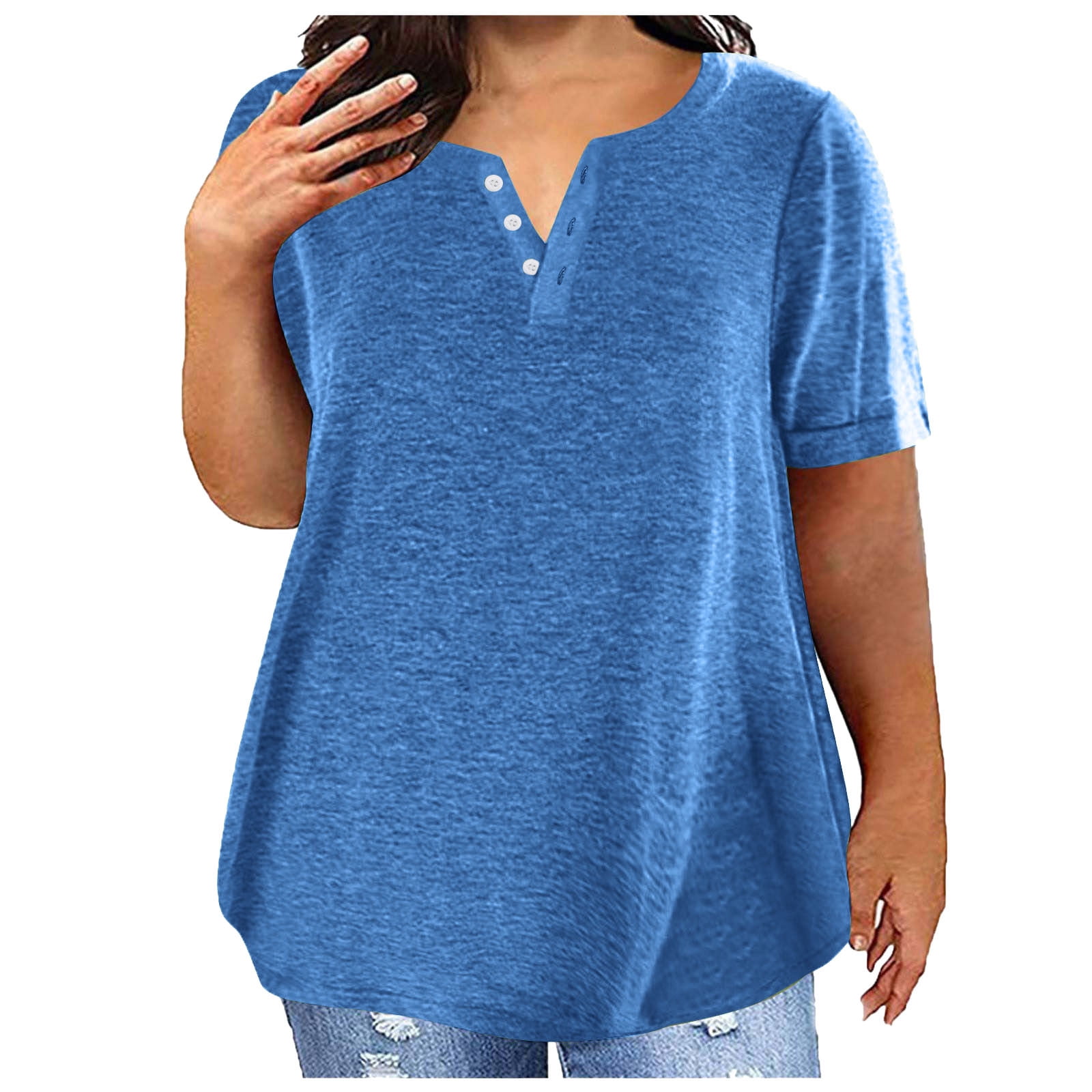 Click here for Timegard Womens Plus Size Tops Short Sleeve Notche... prices