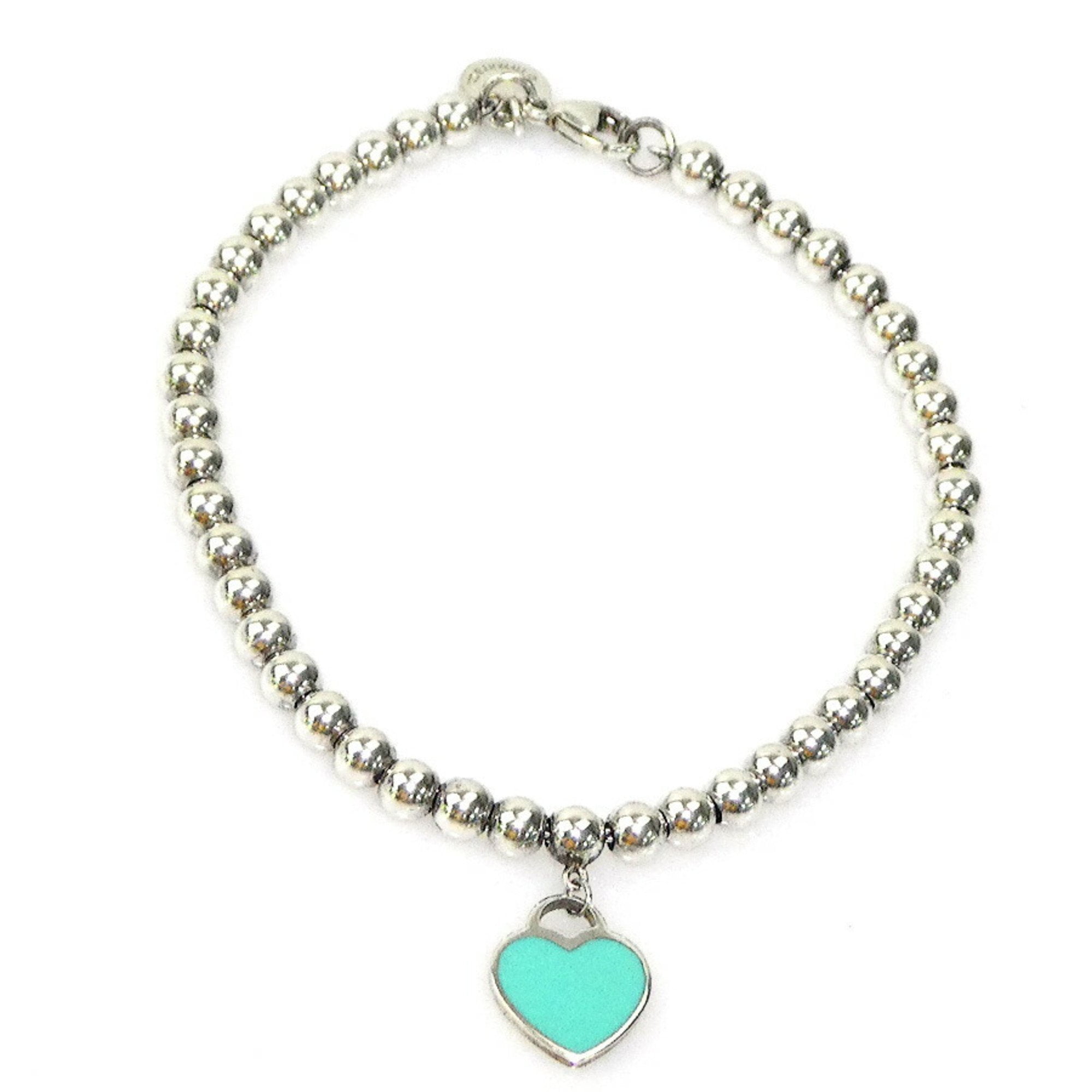 Pre-Owned Tiffany & Co. Bracelet Blue Heart Tag Beads Silver 925 x Women's h31114k (Good ...