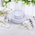 350PCS Silver Plastic Dinnerware Set for 50 Guests, Fancy Disposable ...