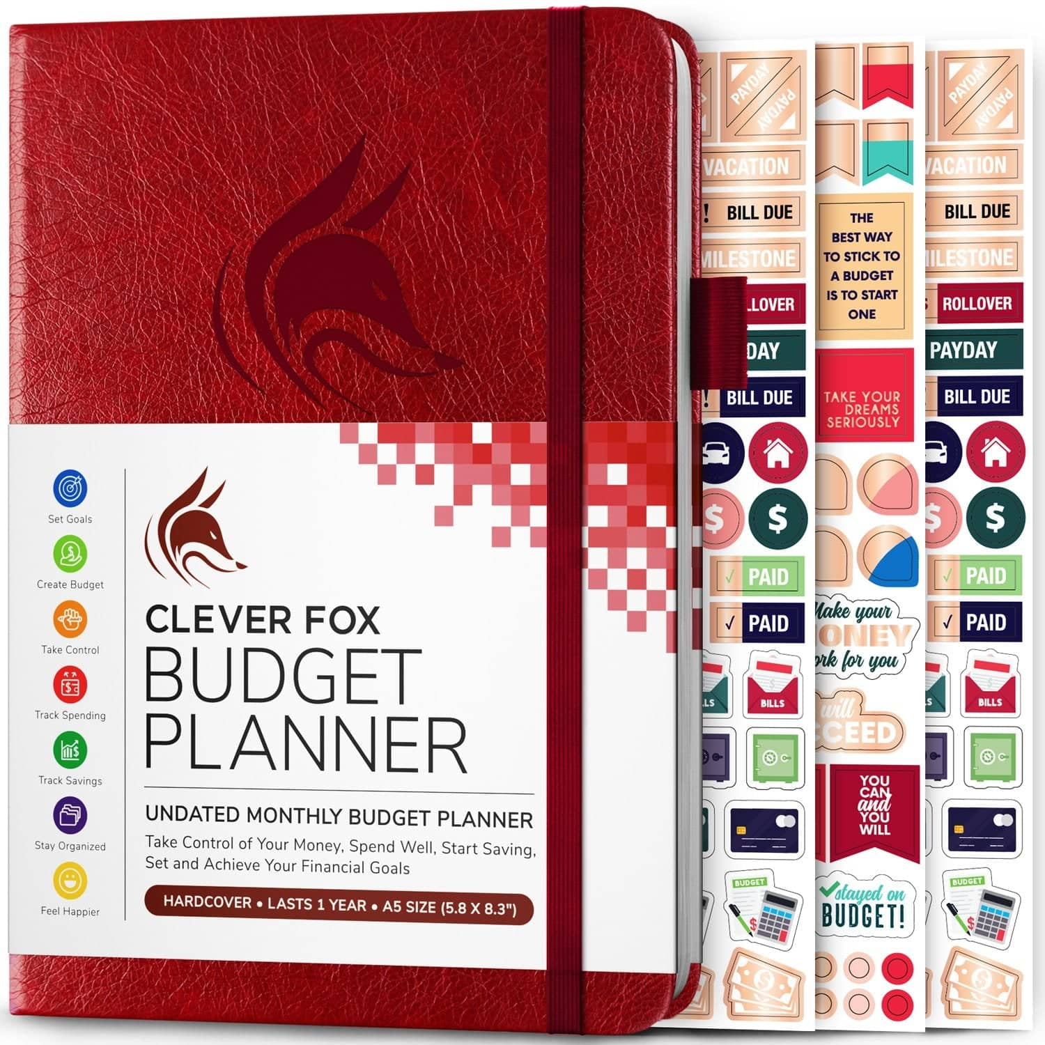 Clever Fox Budget Planner - Wine Red Hardcover - Walmart.com