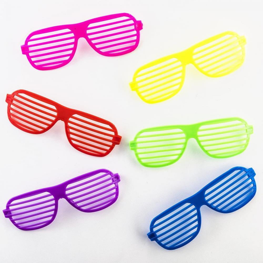 BULLPIANO 6/12 Pack Colorful Shutter Style Glasses 80's Party Slotted ...