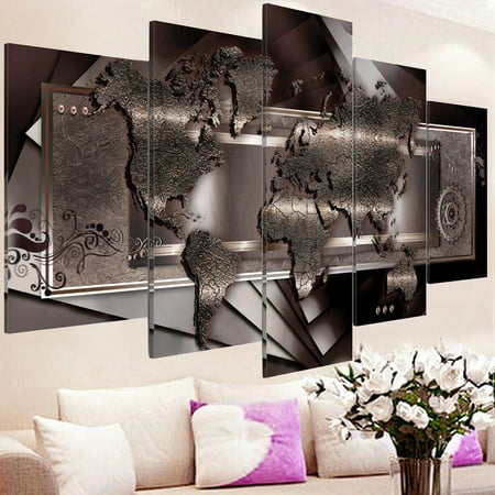 5 Panel Canvas Print Modern Picture Wall Art Decor Home Abstract World ...